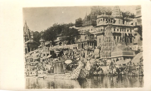 BOAT GANGES BENARES Varanasi India Festival 1926 RPPC Real Photo ...