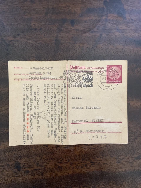 ANTIQUE VINTAGE WW2 1939 German Letter Postcard With Stamp Military ...