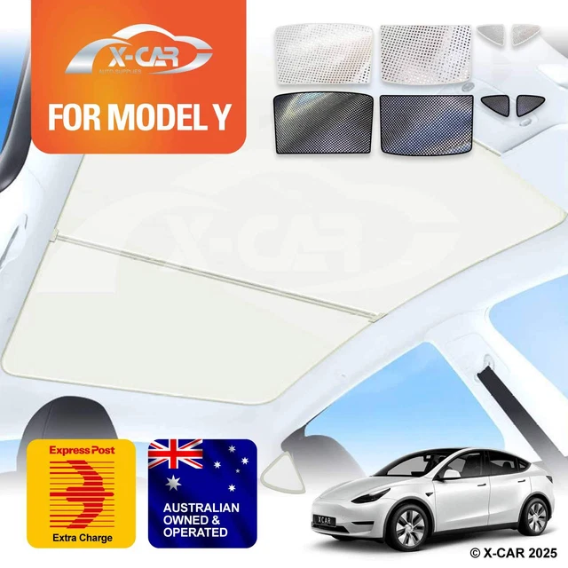 TESLA MODEL Y 2in1 Glass Roof Sun Shades UV Protection Sunroof Top ...
