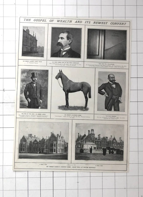 1902 SIR ERNEST Cassell, converti à l'évangile de la richesse, Sir ...