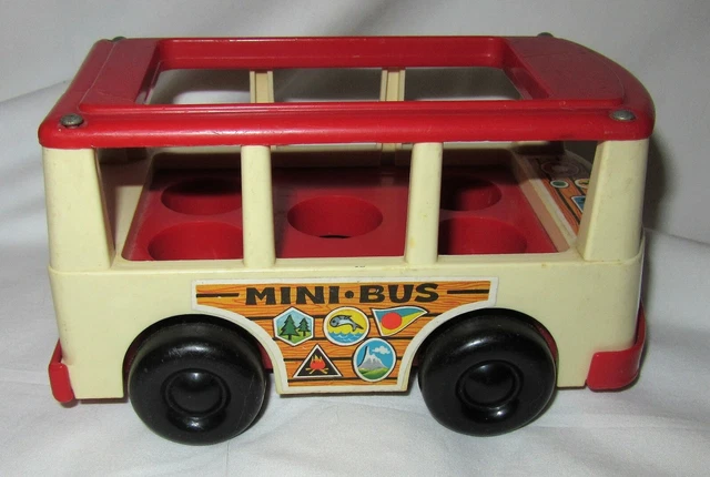1977-80S FISHER-PRICE LITTLE People #141 Mini-Bus Playskool red top ...