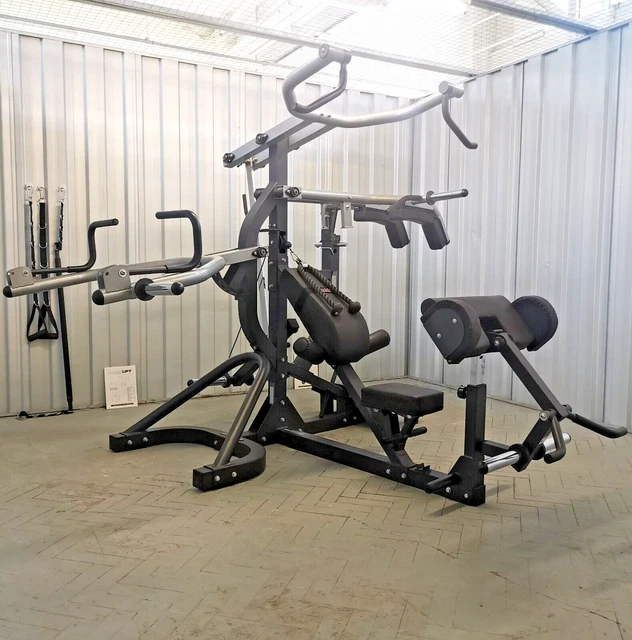 LEVERAGE MULTI-GYM LAT Pulldown Preacher Curl Leg Press/Squat Machine w ...