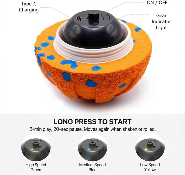 INTERACTIVE DOG BALL Smart Automatic Moving Toy for Medium and Large ...