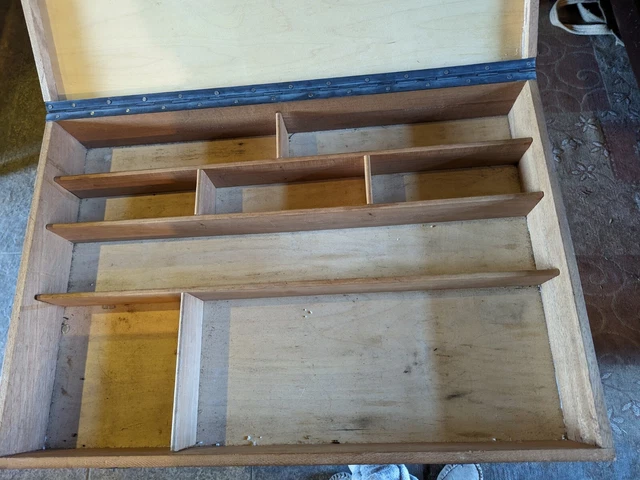 VERY LARGE VINTAGE Fishing Tackle/Model Railway Stock Wooden Box £25.00 ...