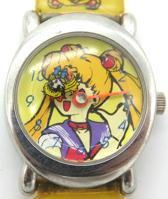 VINTAGE YELLOW ANIME Cartoon Sailor Moon Kids Watch Stainless In Good ...