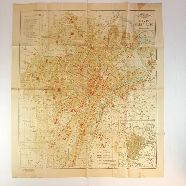 GEOGRAPHIC MAP, ROAD map of the Torino tram network 1935 £252.00 ...