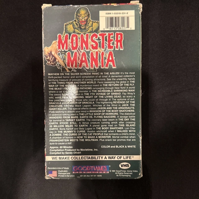 MONSTER MANIA (VHS, 1991) RARE/VINTAGE Good Times Video 1991 £12.56 ...