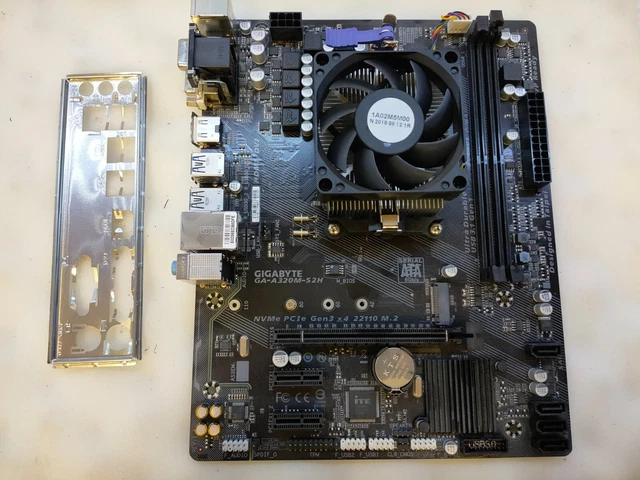 GIGABYTE A320M-S2H DDR4 M-ATX Motherboard + AMD A6-9500 + CPU Fan ...