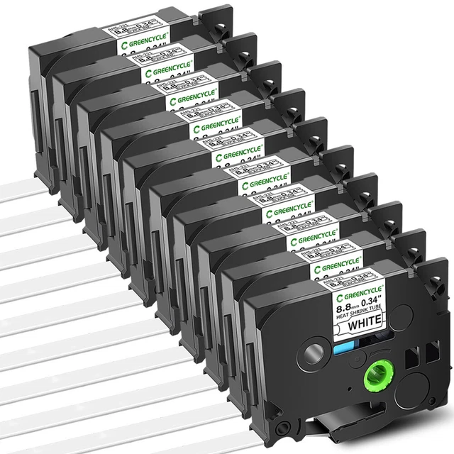 HS HSE 221 Shrink Tube Label Tape for Brother PTE300 PT-E500 E800W 8 ...