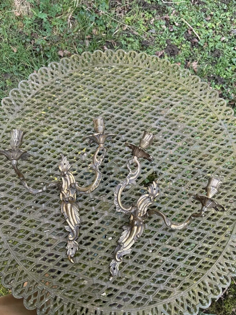 RARE PAIRE D’APPLIQUES Époque Louis XV & Régence & Rocaille & Bronze ...