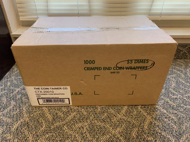 COIN-TAINER PREFORMED TUBULAR Coin Wrappers Dimes $5 1000 Wrappers/Box ...