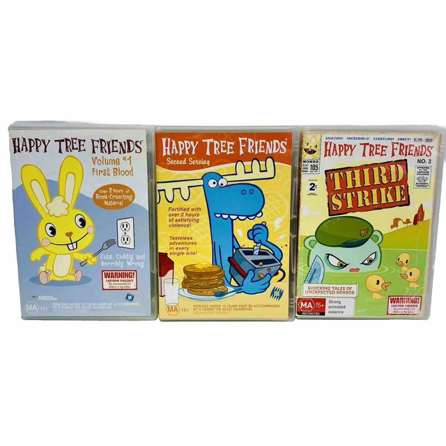 HAPPY TREE FRIENDS 1 2 & 3 DVD Bundle First Blood Second Serving Third ...