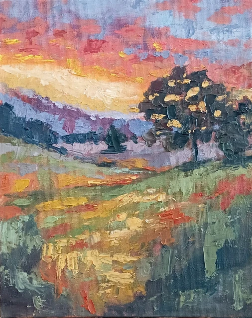 ORIGINAL OIL PAINTING Sunset Landscape Tennessee Impressionism Fine Art ...