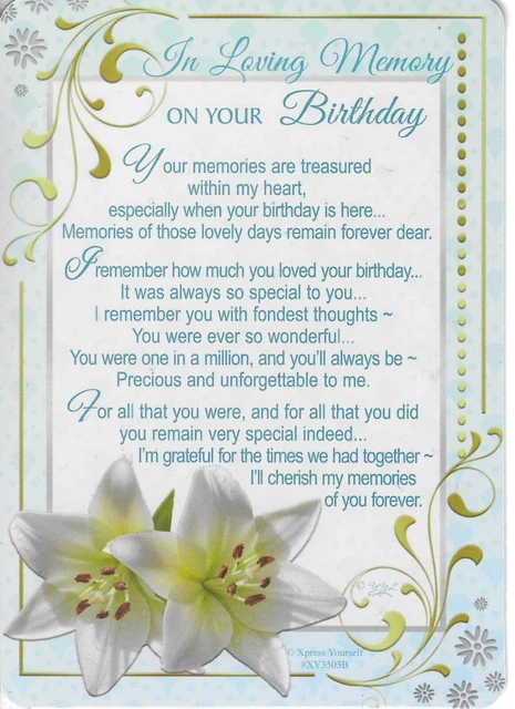 IN LOVING MEMORY On Your Birthday Plastic Memorial, Grave Card £2.59 ...