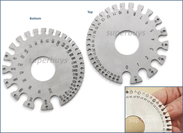 SWG STANDARD INCHES Wire Gauge Circular Round Thickness Ruler Gauge ...