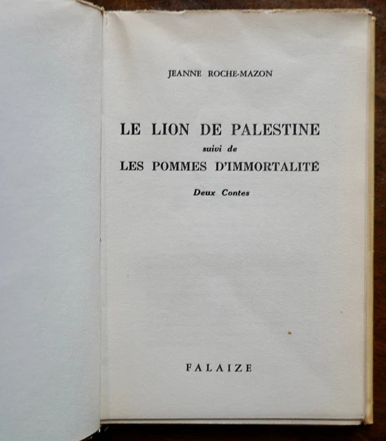 JEANNE ROCHE MAZON Le Lion De Palestine 1957 EUR 30,00 - PicClick FR