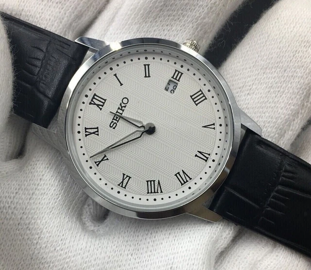 SEIKO SLIM 12-HOUR Dial Date Indicator Quartz Mens Round Shape New ...