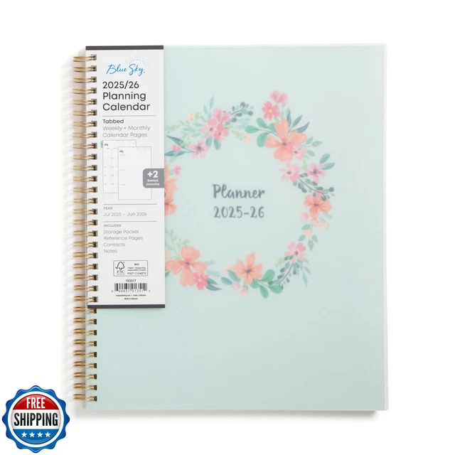 BLUE SKY 2025-2026 Weekly and Monthly Academic Year Planner Calendar ...