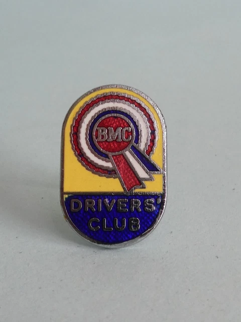 VINTAGE BMC DRIVERS Club Enamel Badge British Motor Corporation White ...