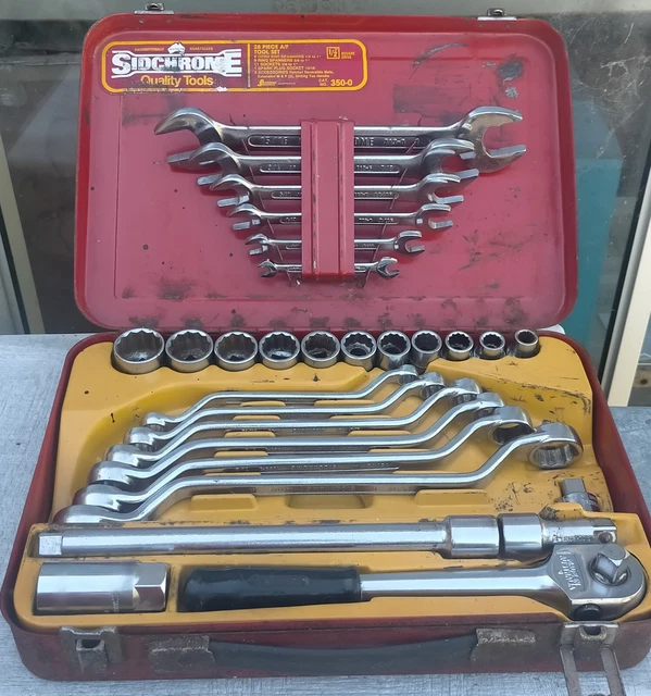 VINTAGE SIDCHROME 350-0 SPANNER, SOCKET Set AF, Carry Case Made in ...