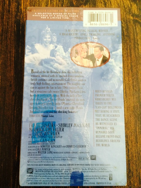 CAN-CAN (VHS, 1995) Con protagonista Frank Sinatra Shirley MacLaine ...
