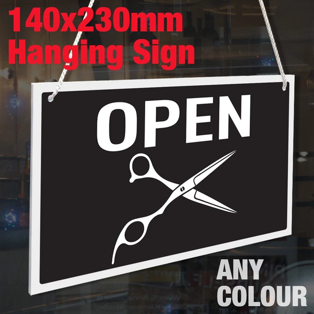 BARBERS OPEN & Closed 3Mm Rigid Hanging Sign, Shop Window Door - Any ...