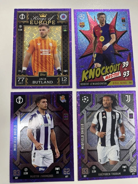 MATCH ATTAX EXTRA 2024/25 X4 Purple Parallel Card Bundle No Duplicates ...