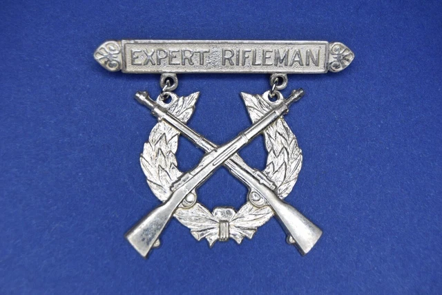 1930'S/WW2 U.S MARINE Corps Rifle Expert Badge Rifleman Pin Sterling ...
