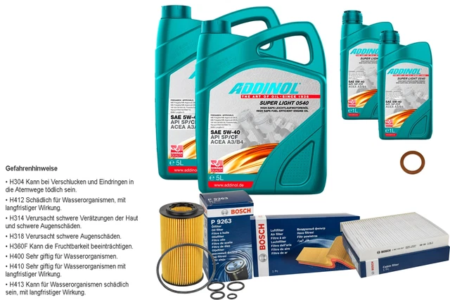 BOSCH INSPECTION SET 12L ADDINOL 0540 SUPER LUMIÈRE 5W-40 pour Mercedes ...