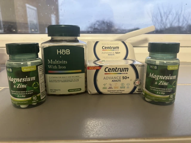 CENTRUM ADVANCE 50+ adults multivitamin & magnesium zinc bundle £16.14 ...