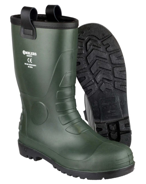 AMBLERS FS97 GREEN Safety Rigger Boots Steel Toe Caps Wellingtons Sizes ...