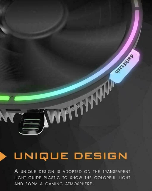 RGB COOLING FAN 125mm Top-Flow PC Air CPU Cooler Heatsink Gaming for ...