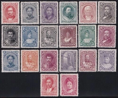 HAWAII KINGDOM 1864-91 Personalities Set Gummed Reproduction Stamp sv ...