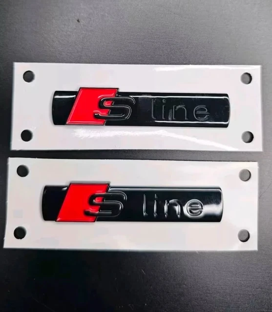 2ER SET S-LINE Logo Emblem Black Schwarz Glanz Sline Audi A3 A4 A5 A6 ...
