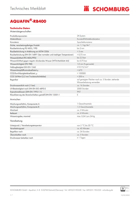 2K-REAKTIV-ABDICHTUNG SCHOMBURG AQUAFIN-RB400 24 KG Flex Lamme Etroite ...