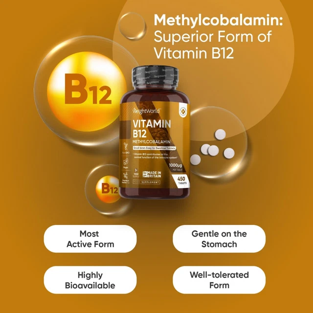 VITAMIN B12 HIGH Strength 1000mcg Supplement 450 Pure Methylcobalamin Tablets £7.99 - PicClick UK