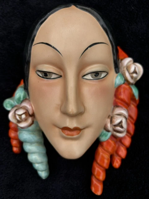 GOEBEL ORIGINAL ART Deco 1930s Wall Mask with Flowers In Her Hair ...