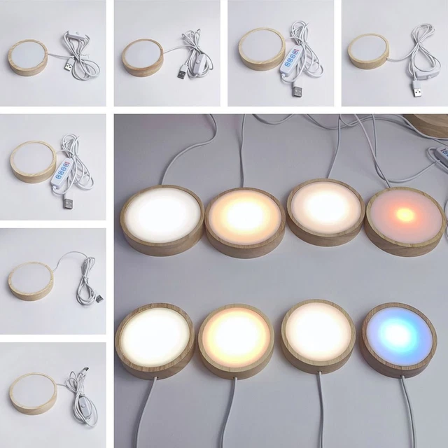 WOODEN CRYSTAL BALL Holder LED Light Dispaly Base Night Lamp Base ...