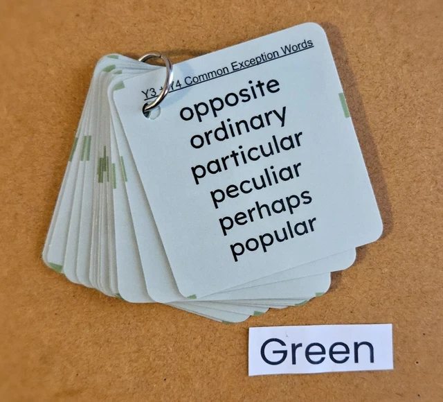 YEAR THREE YEAR Four Common Exception Words LIST GREEN Flash Cards £2. ...