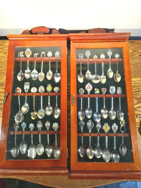 LARGE COLLECTION OF Vintage Worldwide Souvenir Spoons (Some In Display ...
