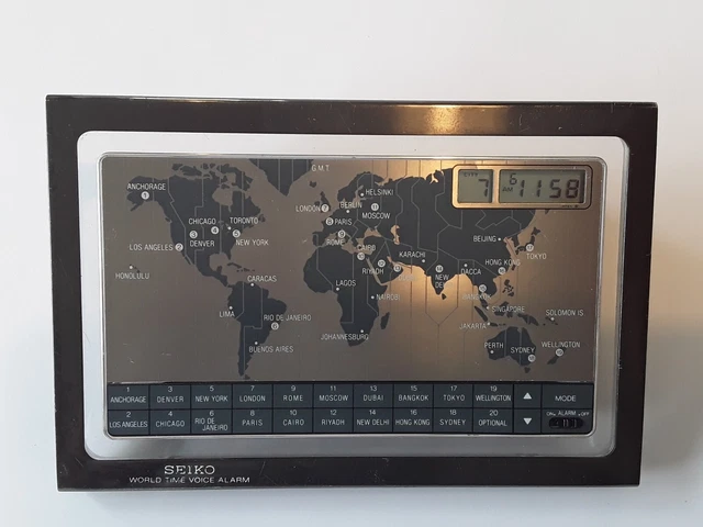 VINTAGE SEIKO WORLD Time Voice Alarm Retro Desk Clock FAULTY EUR 11,68 ...