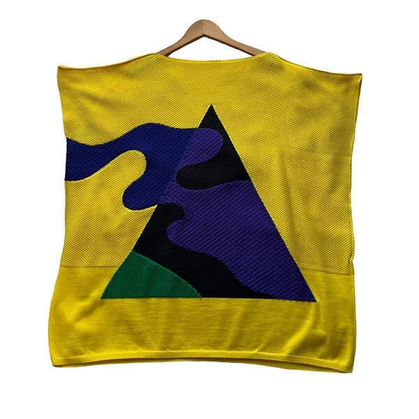 ISSEY MIYAKE X IKKO TANAKA Pyramid KNIT Oversized T-shirt Yellow Size 3 ...