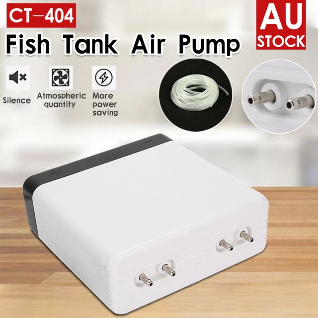 FISH TANK AIR Bubble Oxygen Air Pump Stone Aerator Silent Aquarium Pond ...