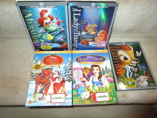 DISNEY 5 DVD'S Bambi Beauty Beast X 2 Lady & Tramp Little Mermaid £18.61 - PicClick UK