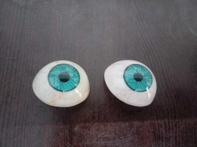 ANTIQUE BLUE EYE Prosthetic Ocular Prosthesis Pair With Safety Case £11 ...