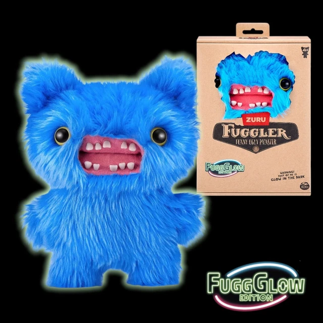 GENUINE FUGGLER 9& Fug Glow Screech Funny Ugly Monster Plush Toy Blue £ ...