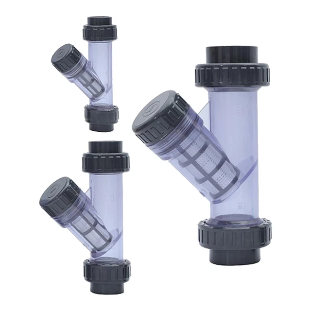 CLEAR PVC SEDIMENT Y-Strainer Water Drinking Pipe Purification Adapter ...