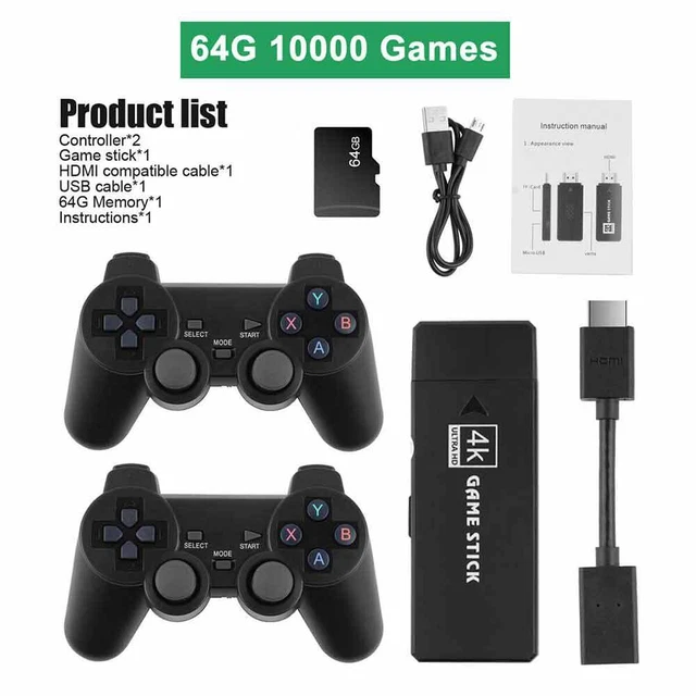 RETRO WIRELESS HDMI 4K TV Game Stick Console 10000+Games Built-in+2 ...