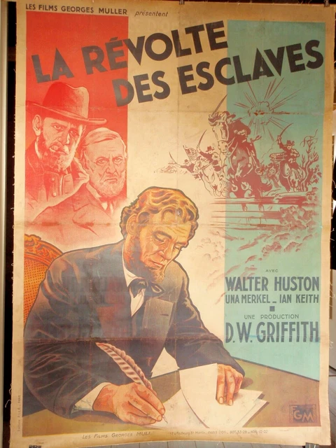 LA REVOLTE DES Esclaves/ Affiche Entoilee/ D. W. Griffith/ Abraham ...