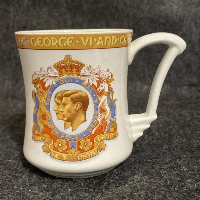 VINTAGE 1937 KING George Queen Elizabeth Coronation Mug British ...